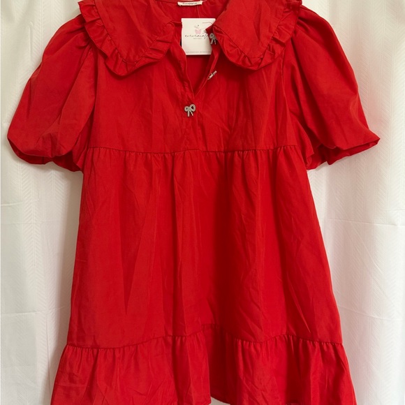 Dresses | Red Puff Sleeve Dress | Poshmark